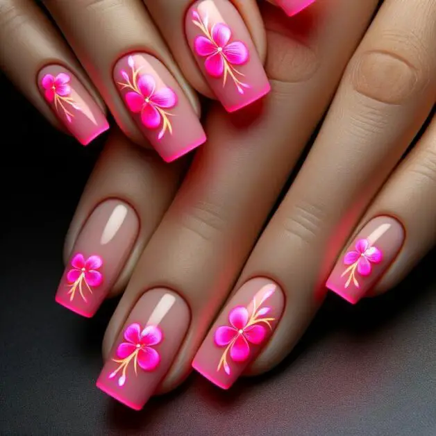 35 Light Pink Nails With Flower Designs