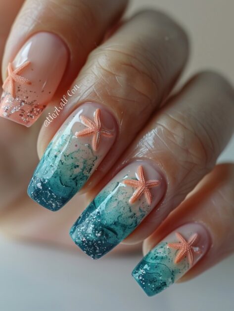 Dive Into 35 Starfish Nail Art Design Ideas