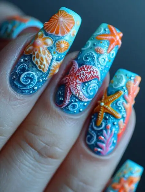Dive Into 35 Starfish Nail Art Design Ideas