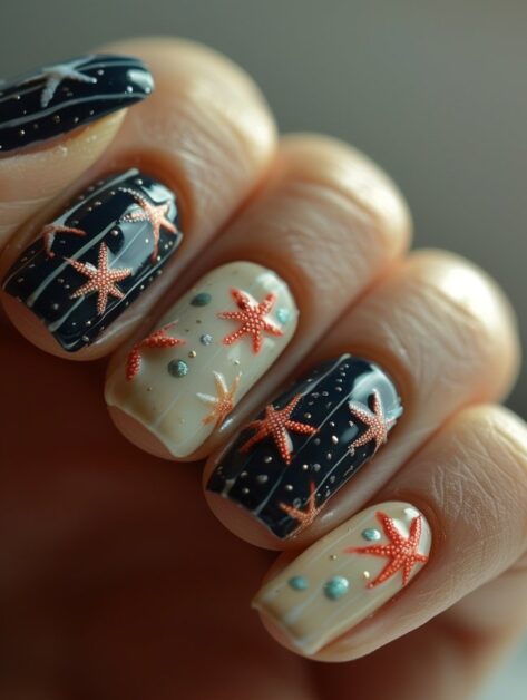 Dive Into 35 Starfish Nail Art Design Ideas