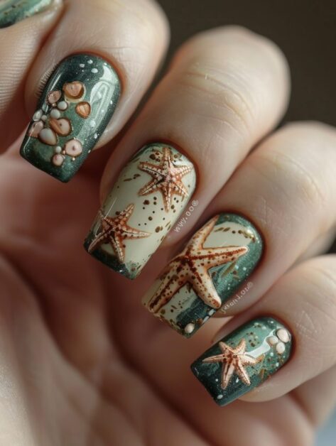 Dive Into 35 Starfish Nail Art Design Ideas
