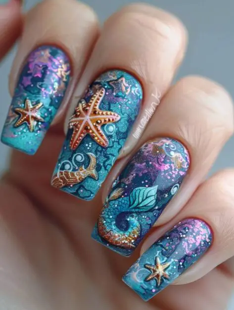 Dive Into 35 Starfish Nail Art Design Ideas