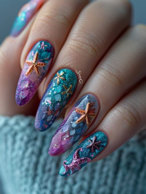 Dive Into 35 Starfish Nail Art Design Ideas