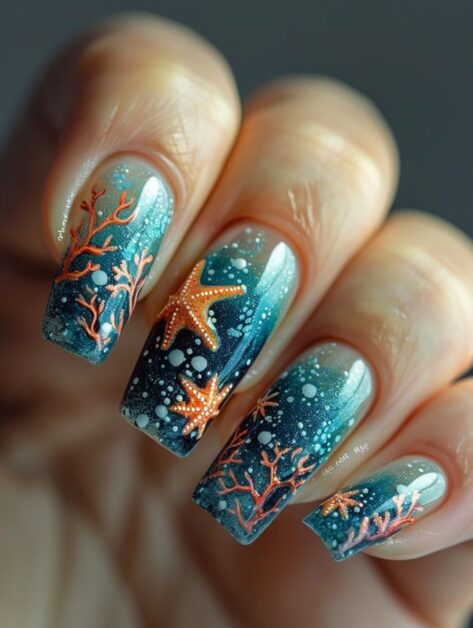 Dive Into 35 Starfish Nail Art Design Ideas