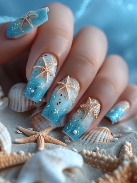 Dive Into 35 Starfish Nail Art Design Ideas