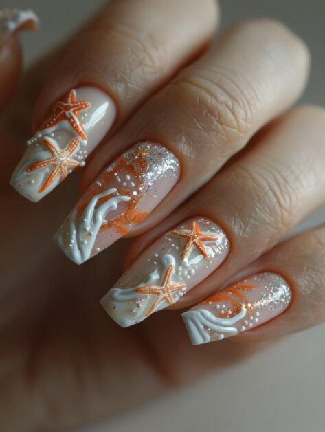 Dive Into 35 Starfish Nail Art Design Ideas